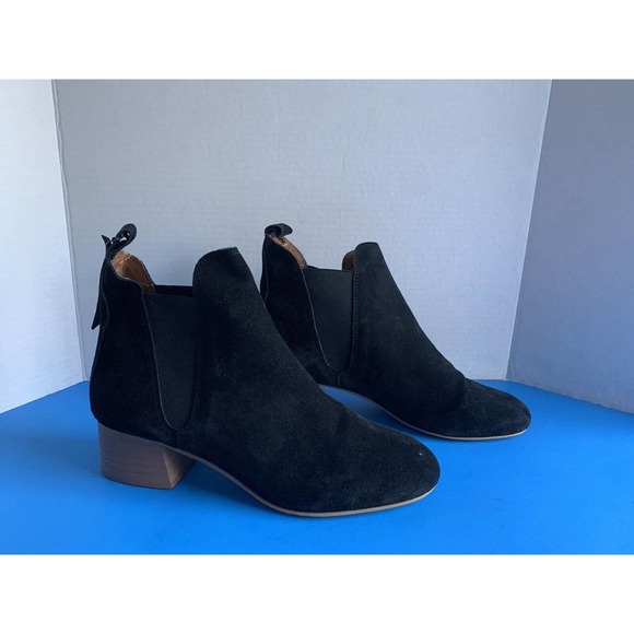 Topshop | Shoes | Topshop Chelsea Black Suede Leather Boots Booties ...